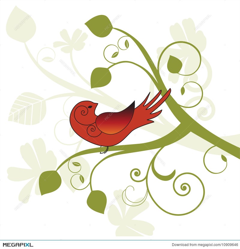 Stylized Bird In A Tree Illustration 10909646 - Megapixl