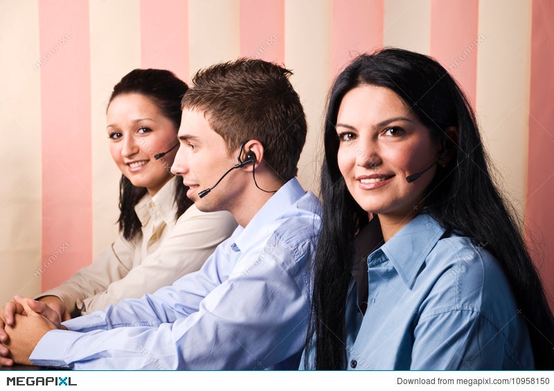Three Support Operators At Work Stock Photo 10958150 - Megapixl