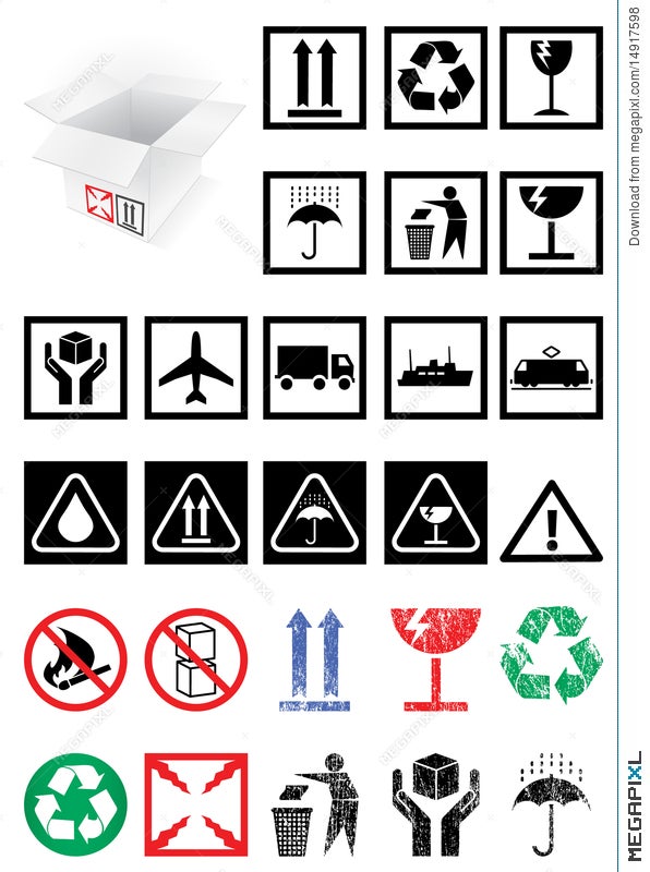 Vector Set Of Packing Symbols And Labels. Illustration 14917598 - Megapixl