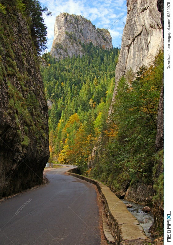 Bicaz Gorge: Curved Road And Vertical Walls Stock Photo 16259978 - Megapixl