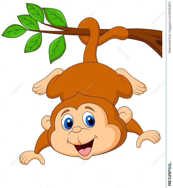 Cartoon Monkeys In Trees