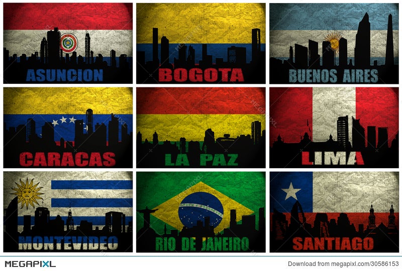 Latin America Flags Collage