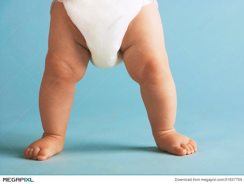 Baby In Diaper Standing