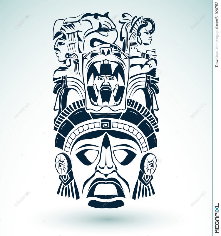 Aztec Face Drawing