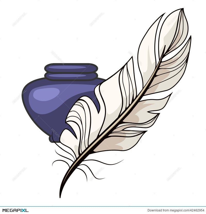 Quill And Inkwell Drawing