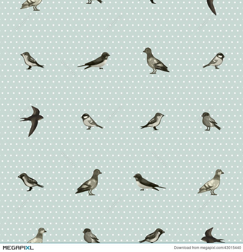 Seamless Pattern With Cute Little Birds Illustration 43015440 - Megapixl
