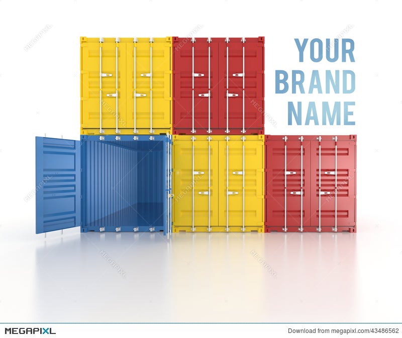 Your Name Colour Stacked Shipping Containers On White Background ...