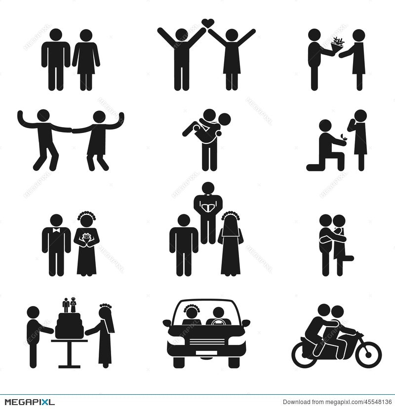 Stick Figure Wedding Couple