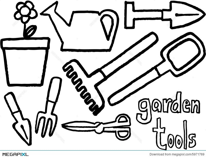 Garden Tools Clipart Black And White