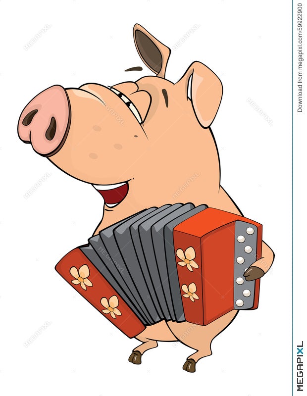 Illustration Of A Pig-Musician Cartoon Illustration 59922900 - Megapixl