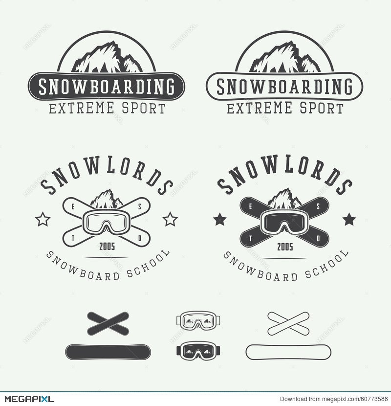 Vintage Snowboarding Logos, Badges, Emblems And Design Elements ...