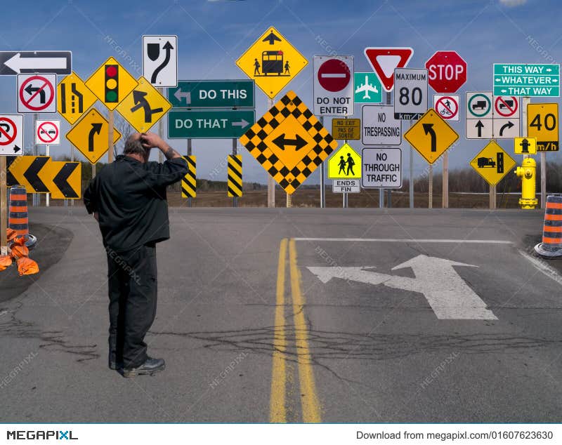 Confusing Traffic Signs Stock Images by Megapixl
