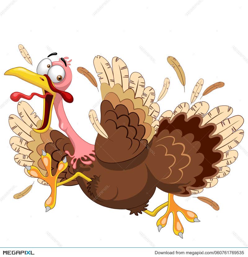 Thanksgiving Turkey Funny Scared Running Cartoon Character Vector ...