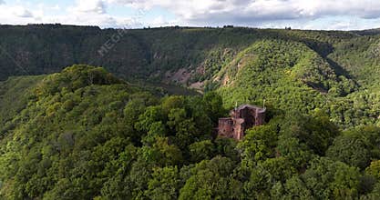 Aerial Drone View On Montclair Castle, On The Mountain In The ...