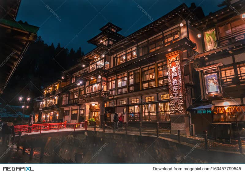 Ginzan Onsen Night View Stock Images by Megapixl