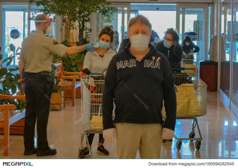 Safety Health Measures Inside Italian Shopping Mall Security Guard ...