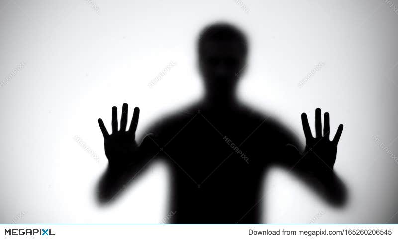 Spooky Scary Silhouette Human Figure Behind Glass Wall Stock Photos by ...