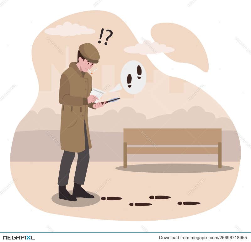 Crime Scene Vector Detective Character Man Investigation Snoop Flat ...