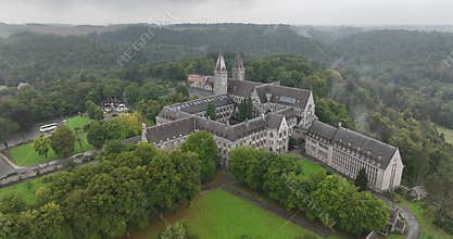 Aerial Drone View On Montclair Castle, On The Mountain In The ...