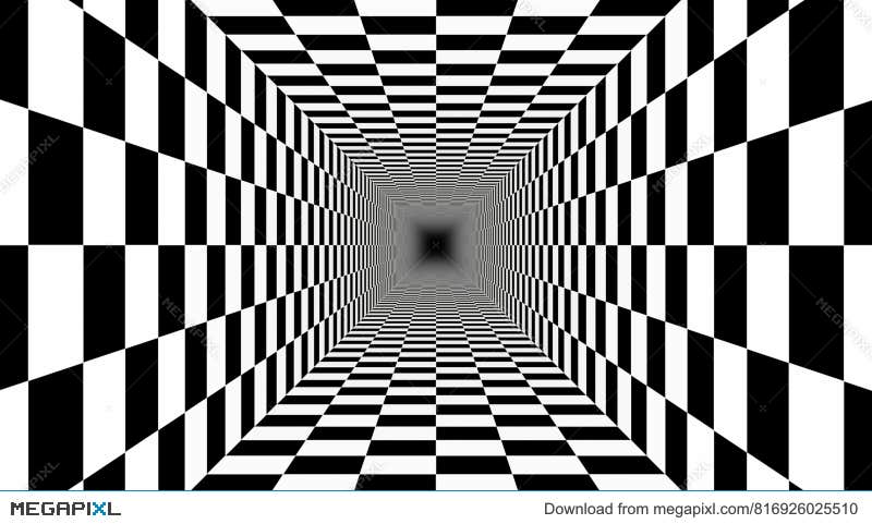 Checkerboard Tunnel Pattern Perspective Endless Black White Illusion ...