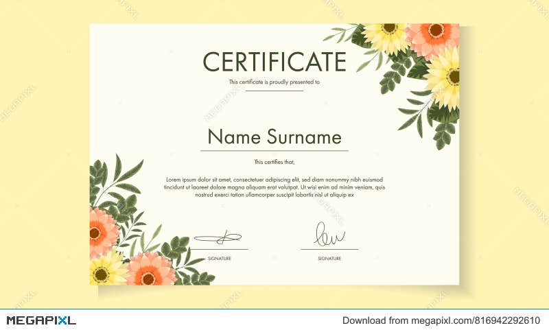 Award Certificate Certification Diploma Template Academic Flower Floral Achieve Awards ...