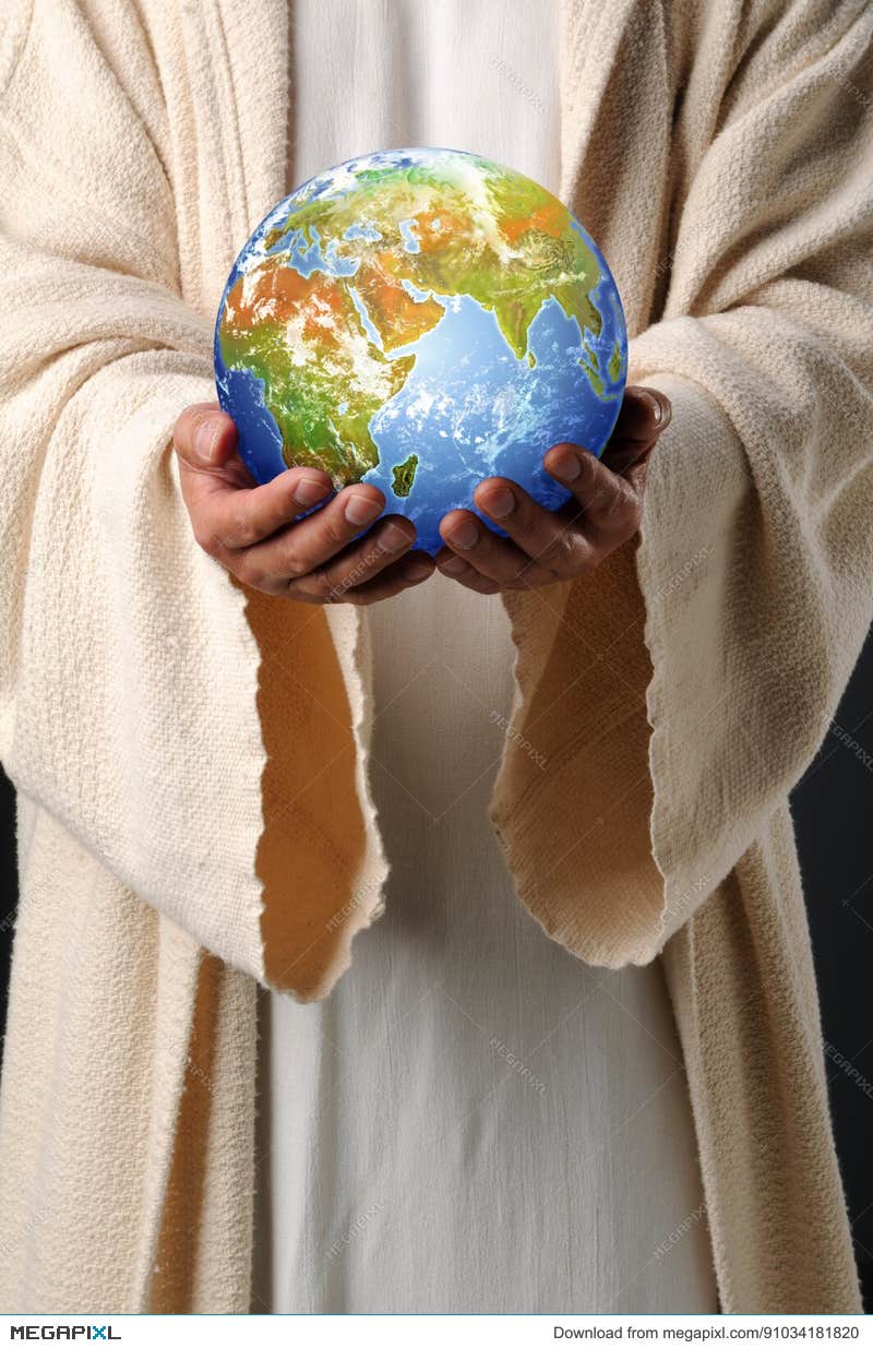 Hands Jesus Holding Earth Stock Photos by Megapixl