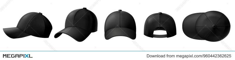 Set Baseball Caps Front Back Side View Vector Illustration Clipart And ...